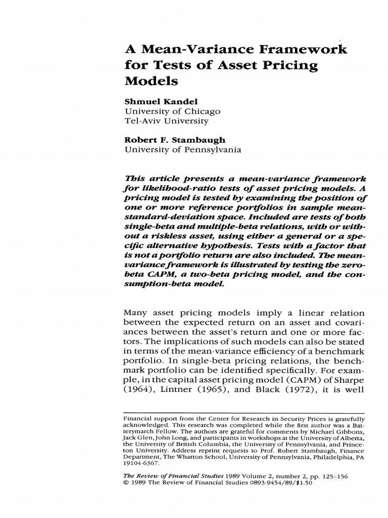 Kandel Stambaugh RFS 1989 | PDF