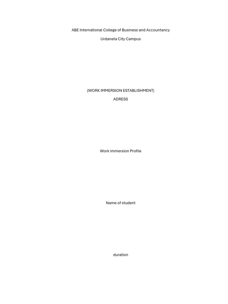 WORK Immersion Portfolio Format | PDF
