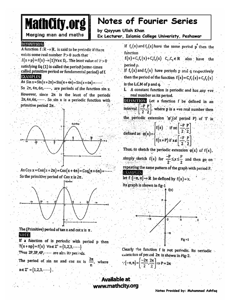 Notes Fourier Series | PDF