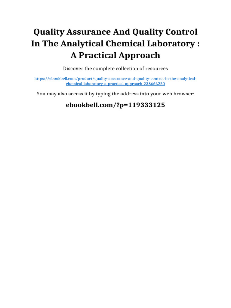 Quality assurance and quality control in the analytical chemical ...