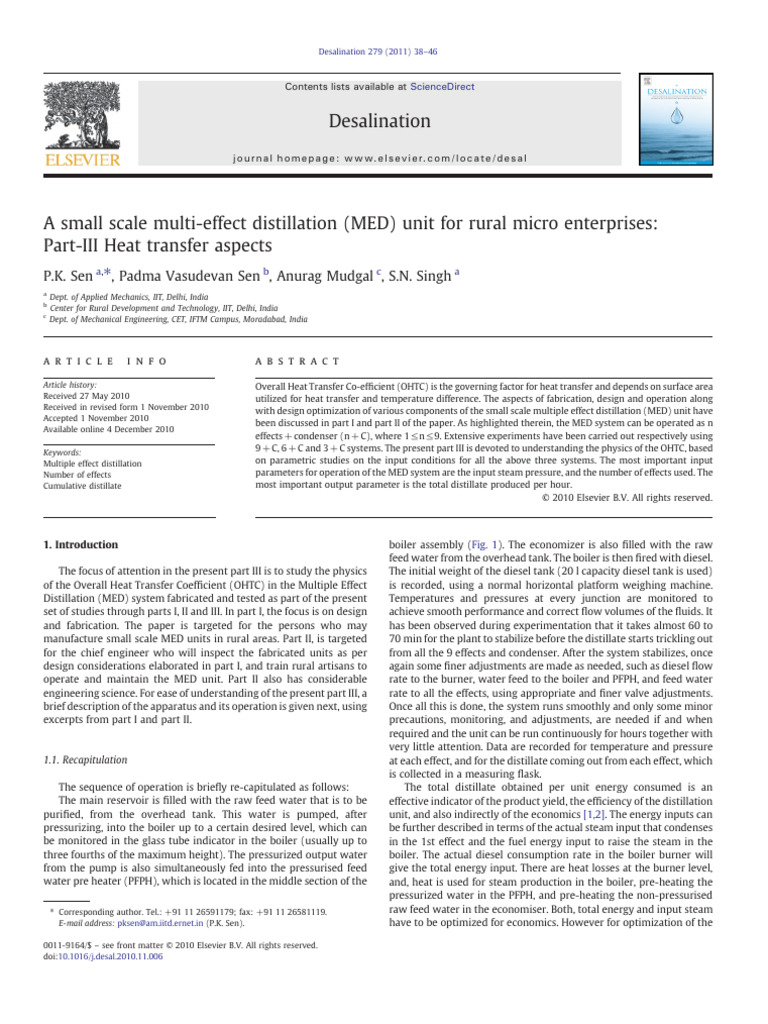 Multi-Effect Distillation (MED) Unit Part 3 | PDF | Distillation | Boiler