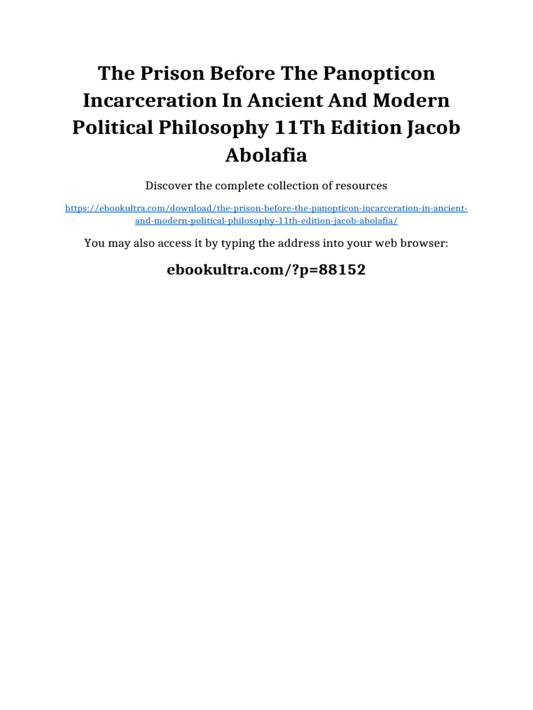 The Prison Before The Panopticon Incarceration in Ancient and Modern ...