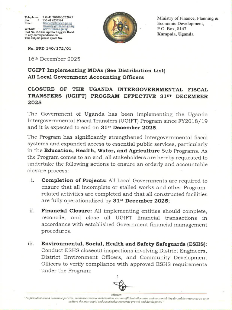 Closure of The Ugift Program | PDF