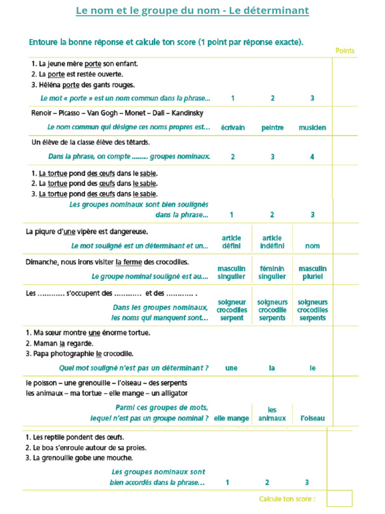 Le Nom Et Le Groupe Du Nom - Le Déterminant | PDF | Genre grammatical ...