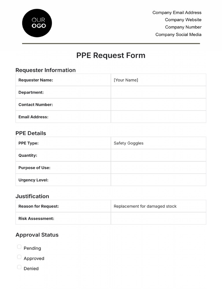 PPE Request Form Template | PDF