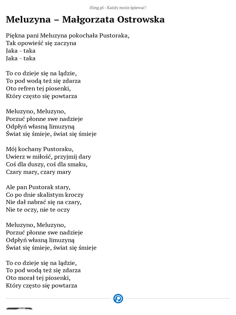 Tekst Malgorzata Ostrowska Meluzyna r13dg5 | PDF