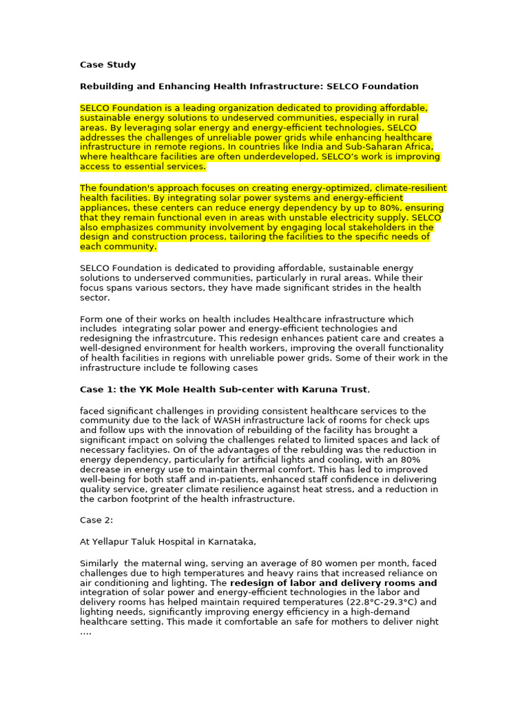 SELCO and DHA Case Study | PDF | Efficient Energy Use | Infrastructure