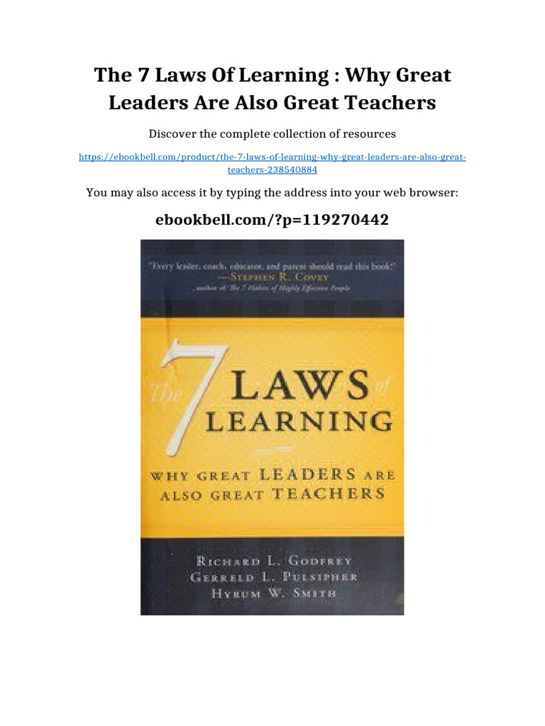 The 7 laws of learning : why great leaders are also great teachers ...