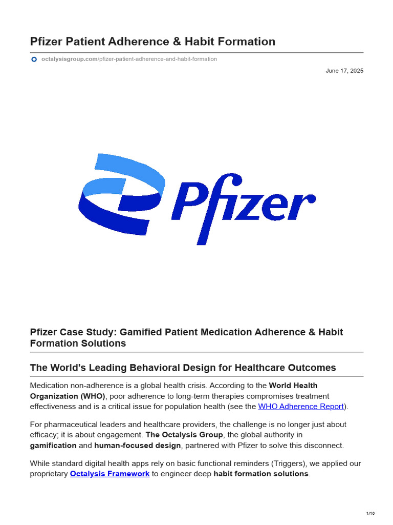 Pfizer Patient Adherence Habit Formation | PDF | Psychology | Medicine
