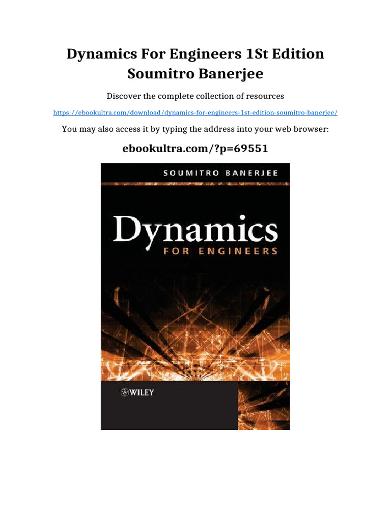 Dynamics for Engineers 1st Edition Soumitro Banerjee available full ...