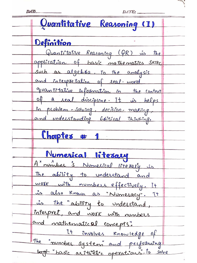 Quantitative Reasoning Notes | PDF