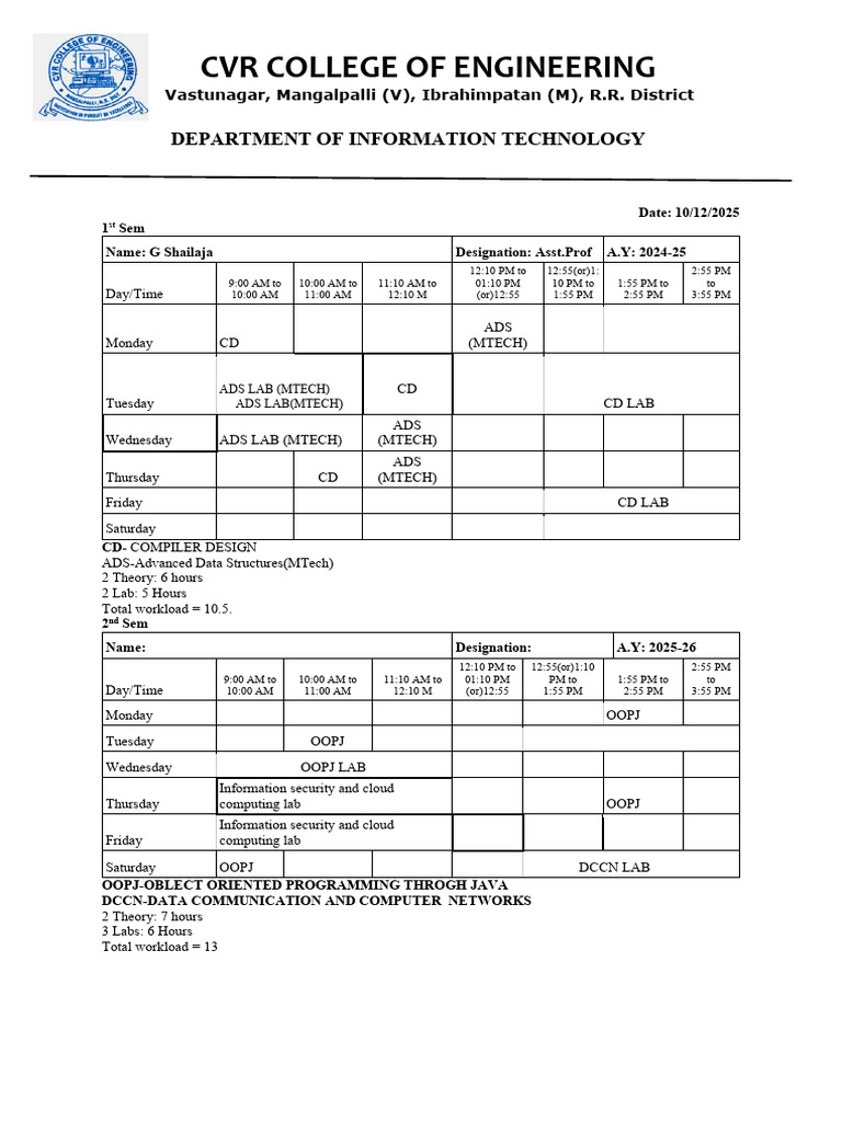 Individual Workload Template | PDF