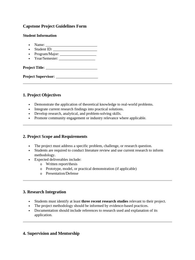 Capstone Project Guidelines Form | PDF | Methodology | Cognition