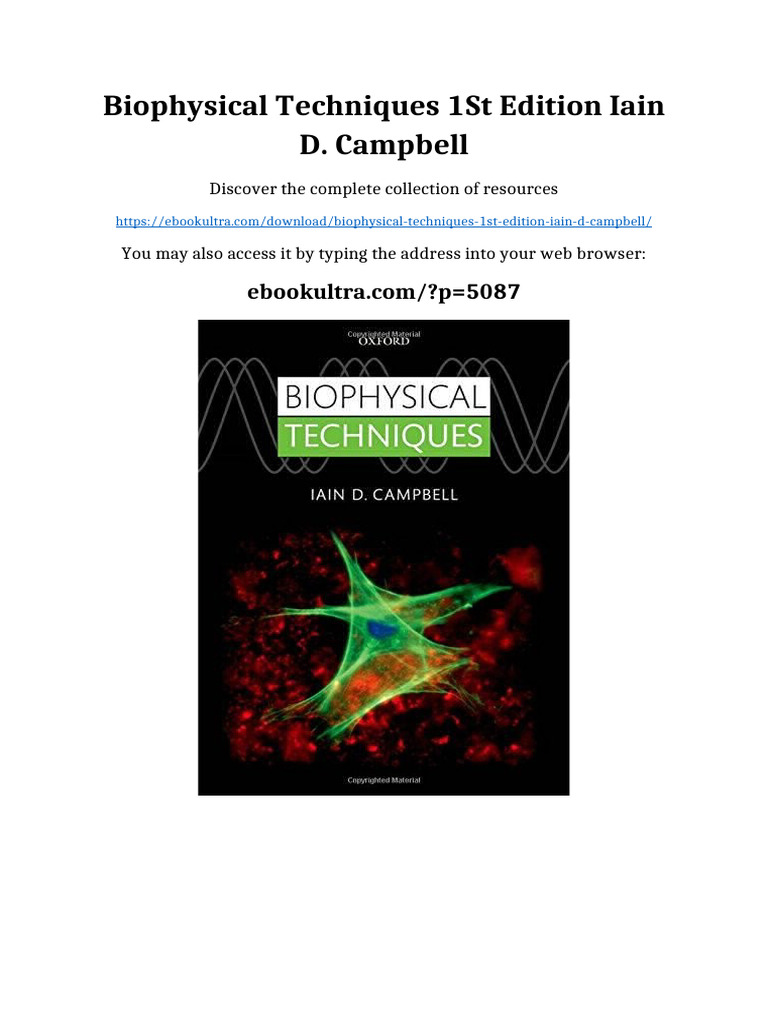 Biophysical techniques 1st Edition Iain D. Campbell Ready to Read | PDF ...