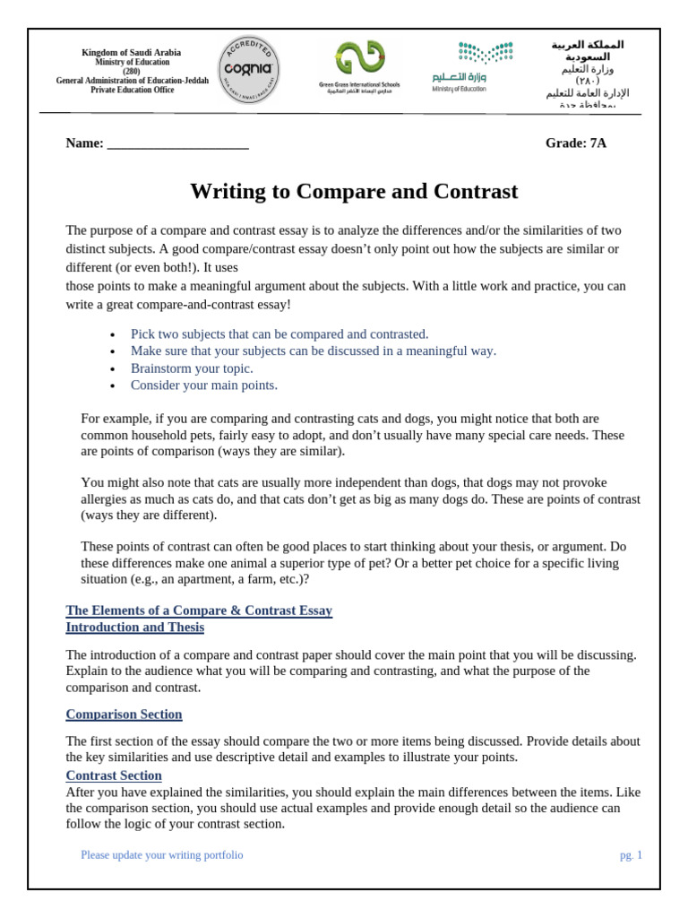 G7 Compare & Contrast Writing | PDF | Cost Of Living | Essays