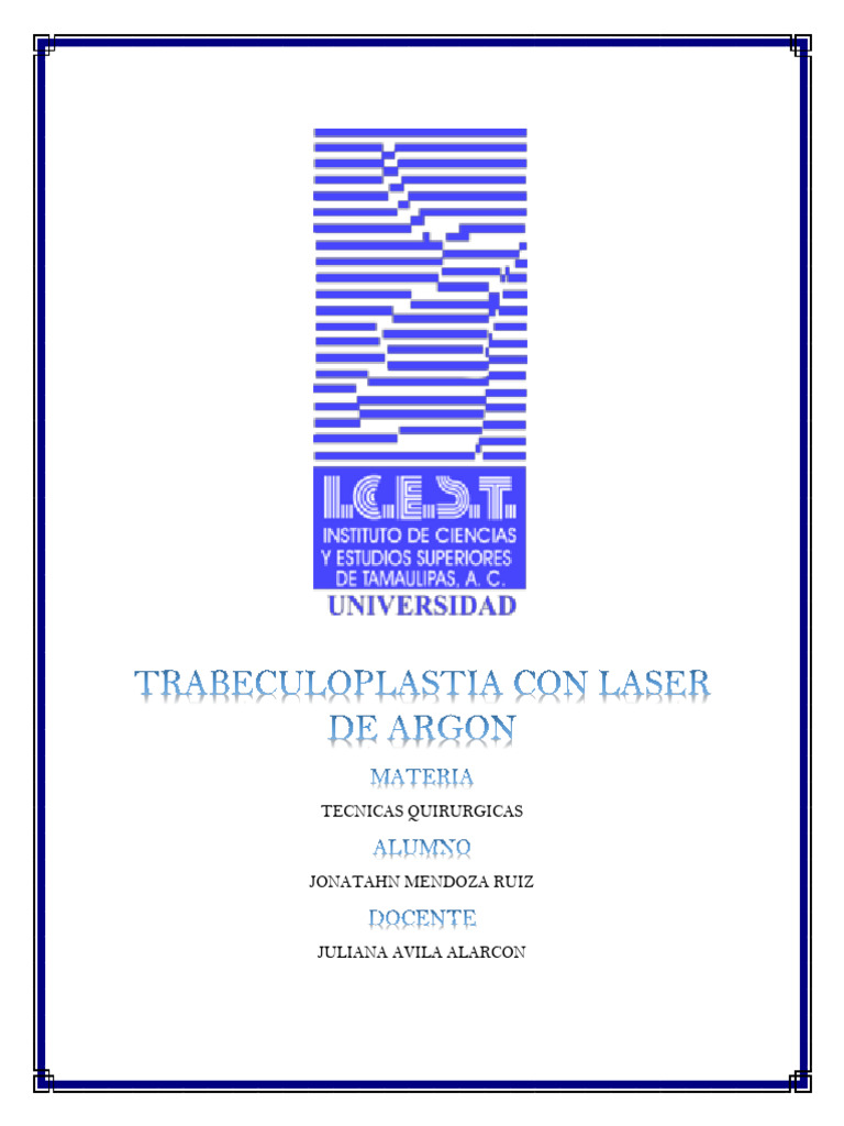 Trabeculoplastia Con Laser de Argon | PDF | Glaucoma | Enfermedades y ...
