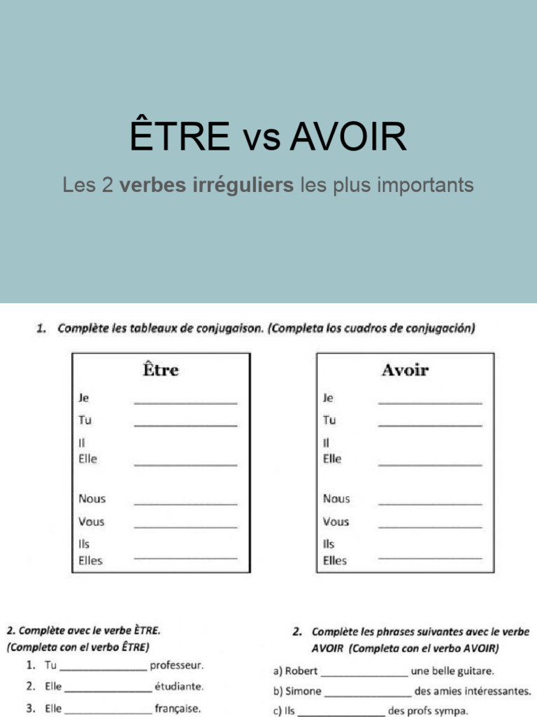 ÊTRE Vs AVOIR | PDF