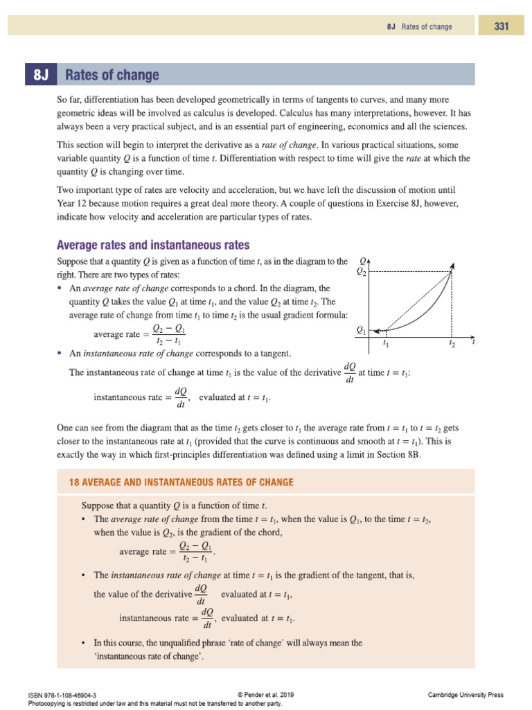 Differentiation and Rates of Change | PDF