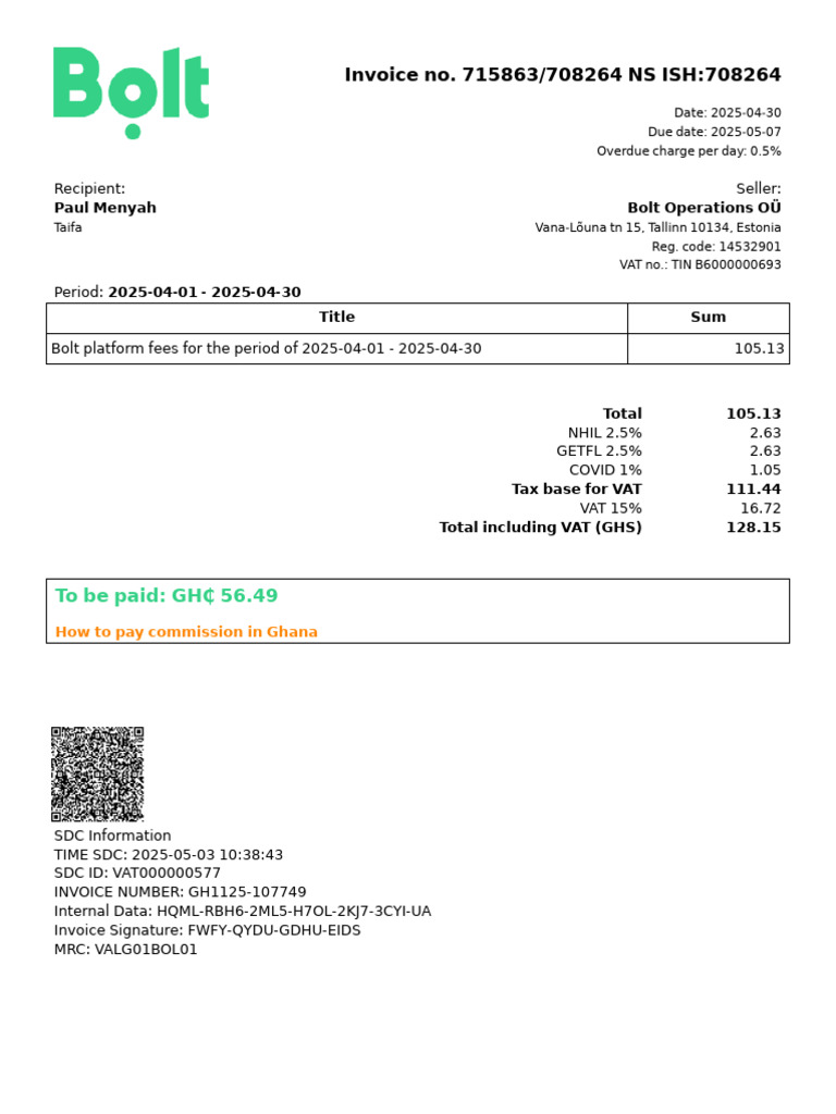 Bolt - Invoices - GH1125-107749 (1) | PDF
