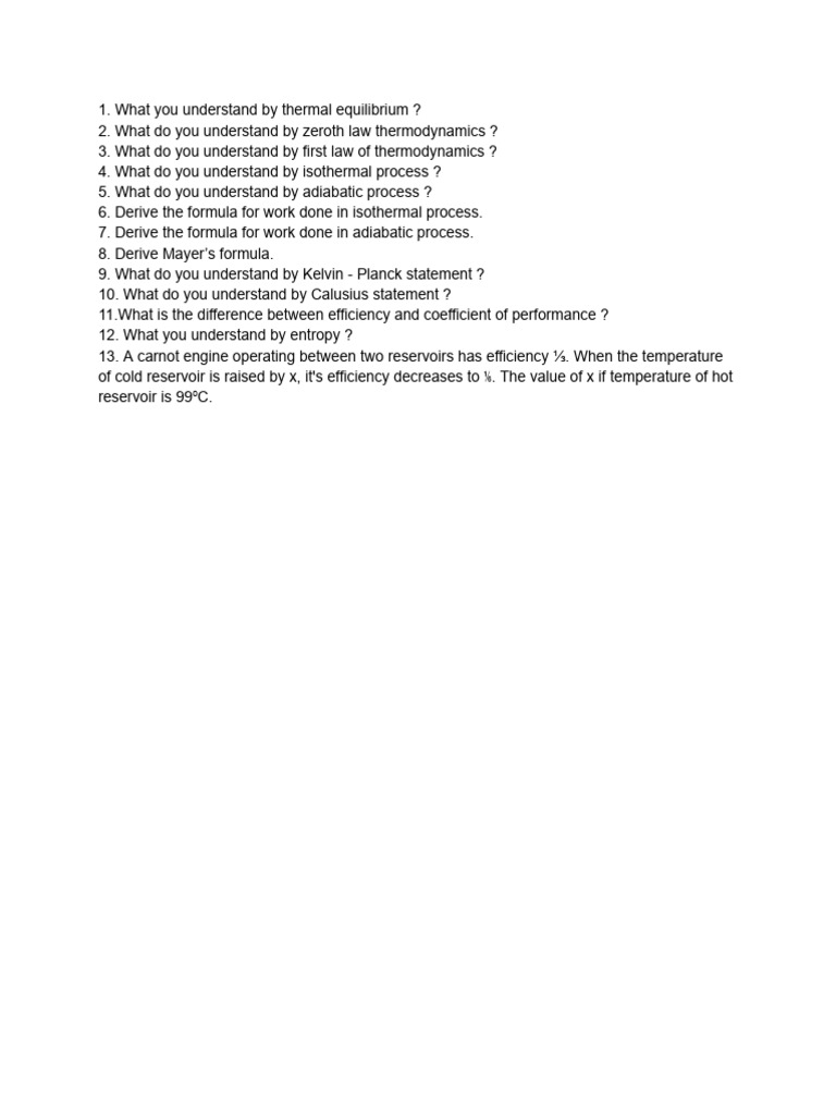 Thermodynamics Worksheet | PDF