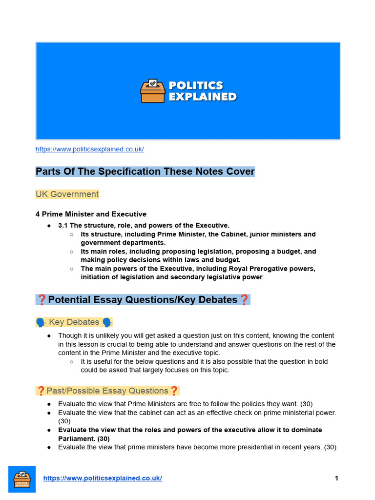 The Structure, Role and Powers of The Executive - Everything You Need ...