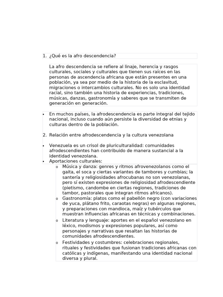 Qué Es La Afro Descendencia | PDF