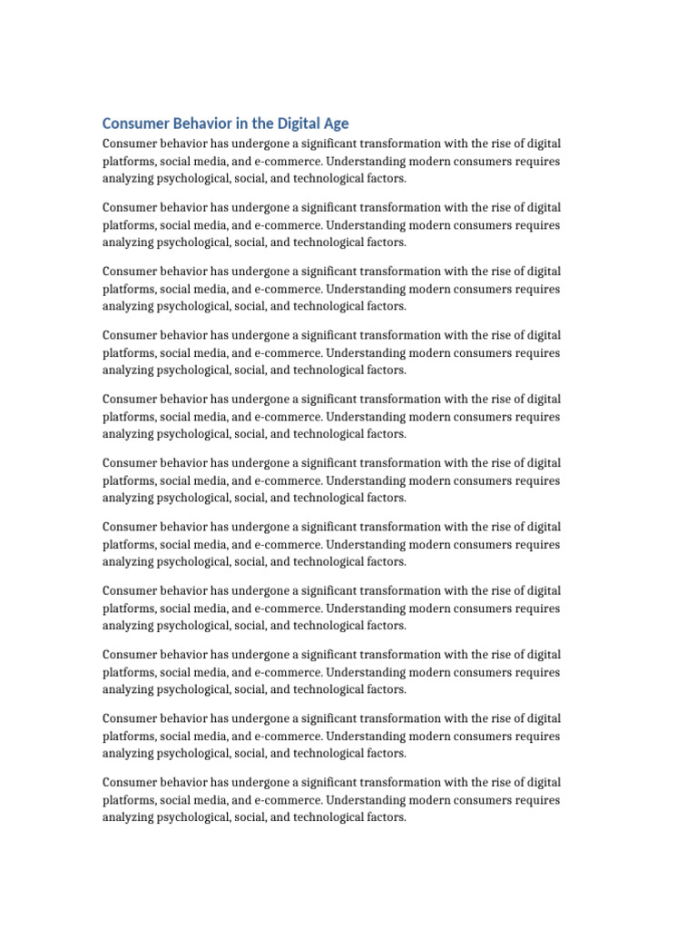 Consumer Behavior in the Digital Age 10 Pages | PDF | Behavior ...