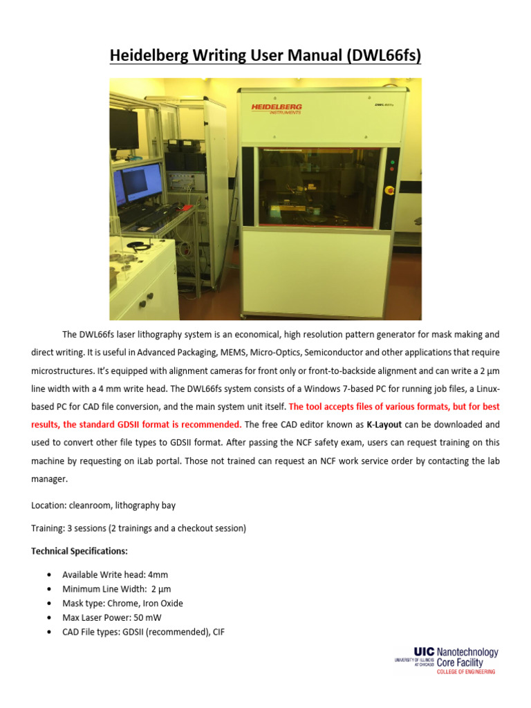 Heidelberg DWL66Fs User Manual For Mask Printing | PDF | Computer File ...