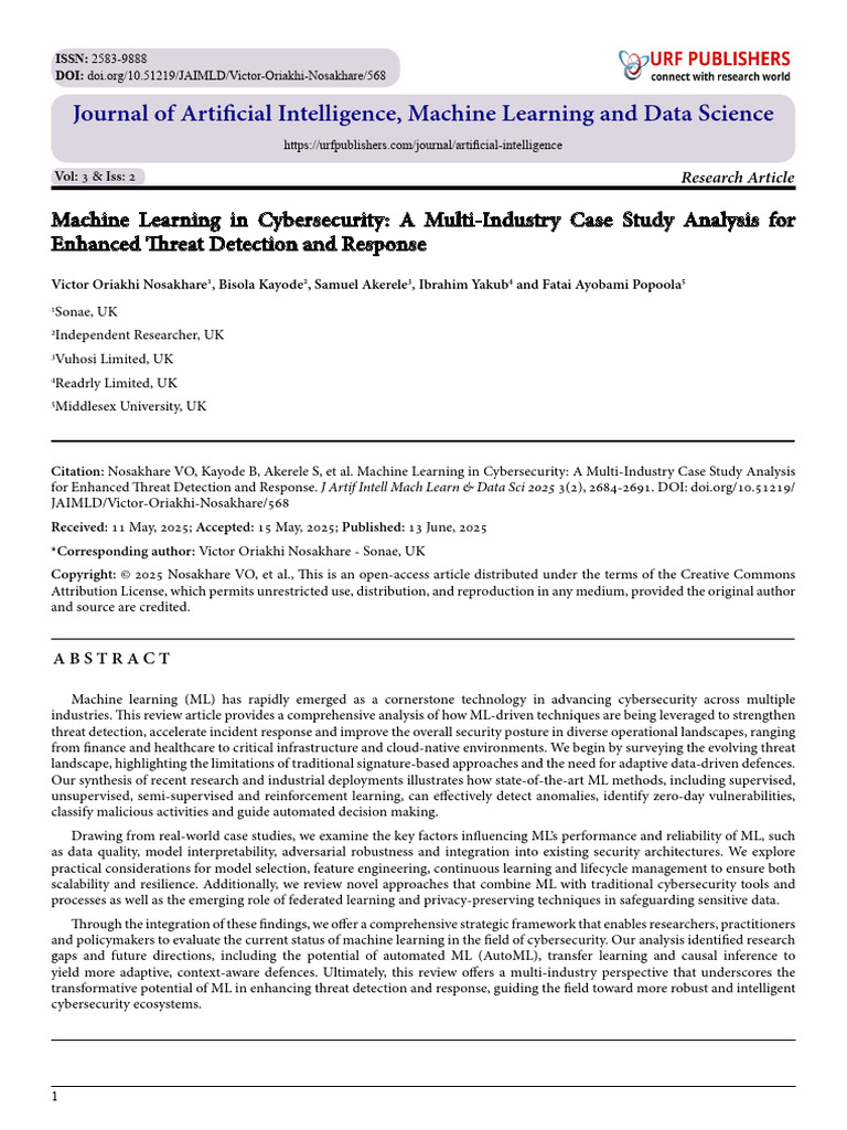Machine Learning in Cybersecurity: A Multi-Industry Case Study Analysis ...