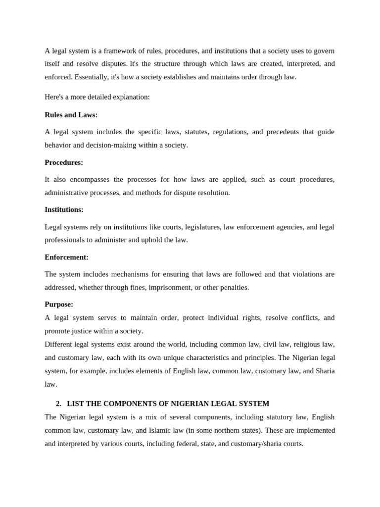 A Legal System Is A Framework of Rules | PDF | Government | Public Law