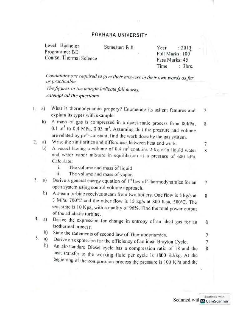Thermal Science Question Collection2013-2024 | PDF
