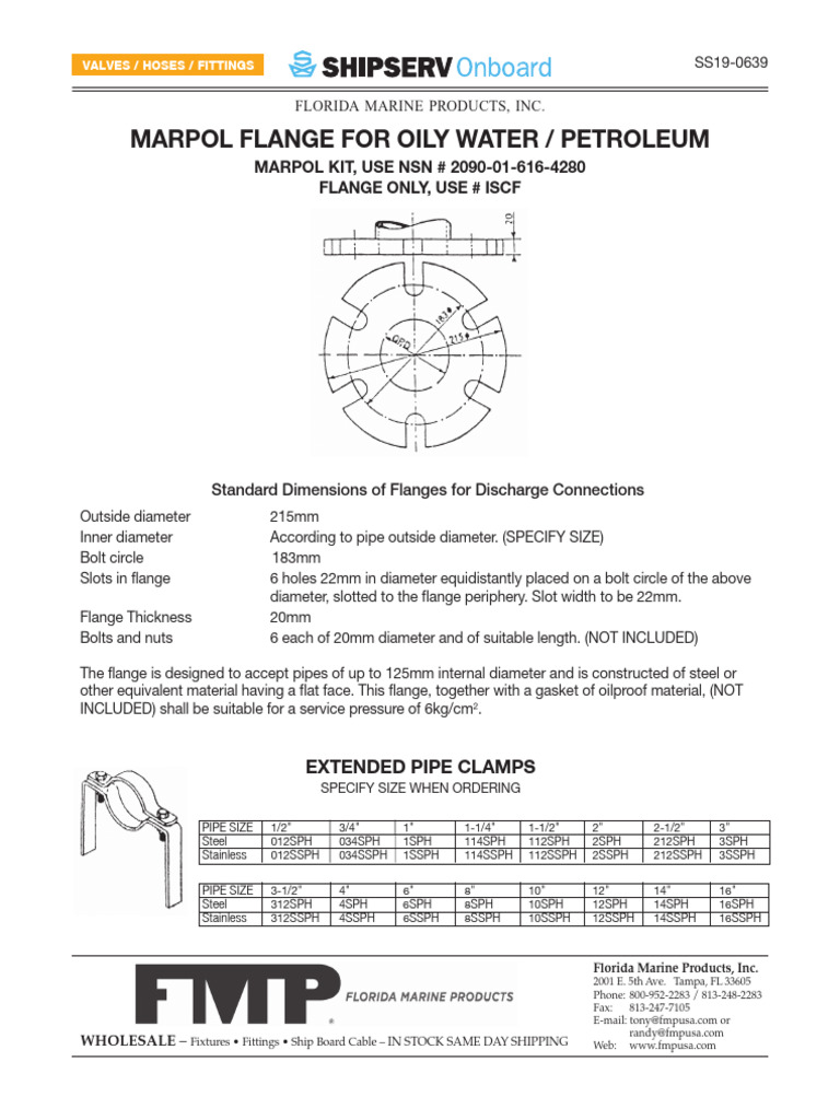 Marpol Flange for Oily Water Petroleum | PDF | Pipe (Fluid Conveyance ...