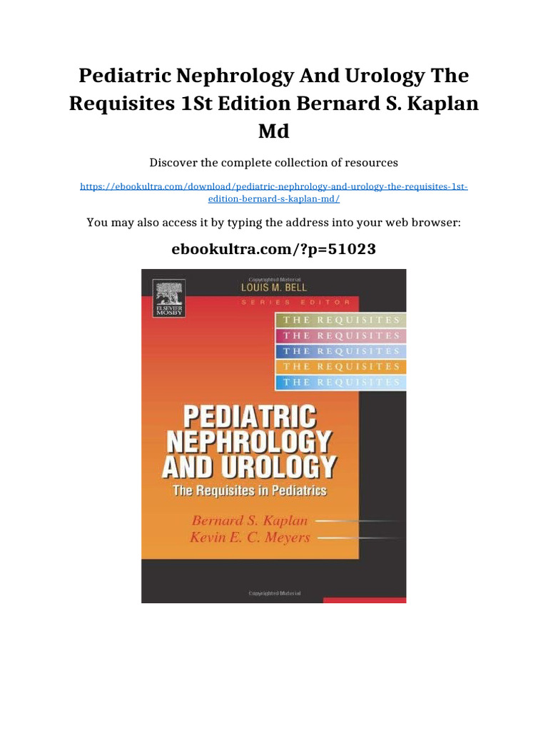 Pediatric Nephrology and Urology The Requisites 1st Edition Bernard S ...