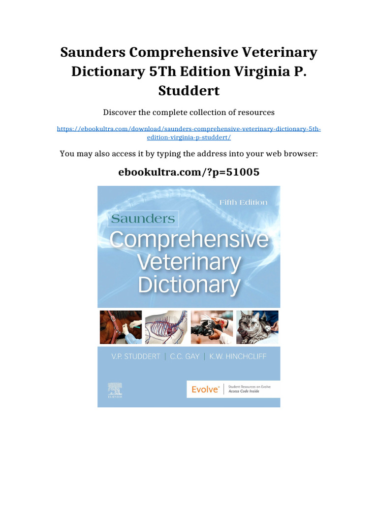 Saunders Comprehensive Veterinary Dictionary 5th Edition Virginia P ...
