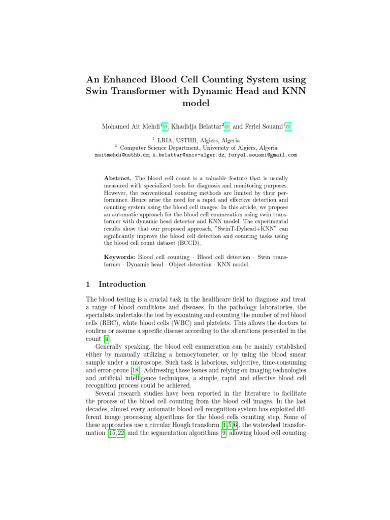 An Enhanced Blood Cells Counting System Using Swin Transformer With ...