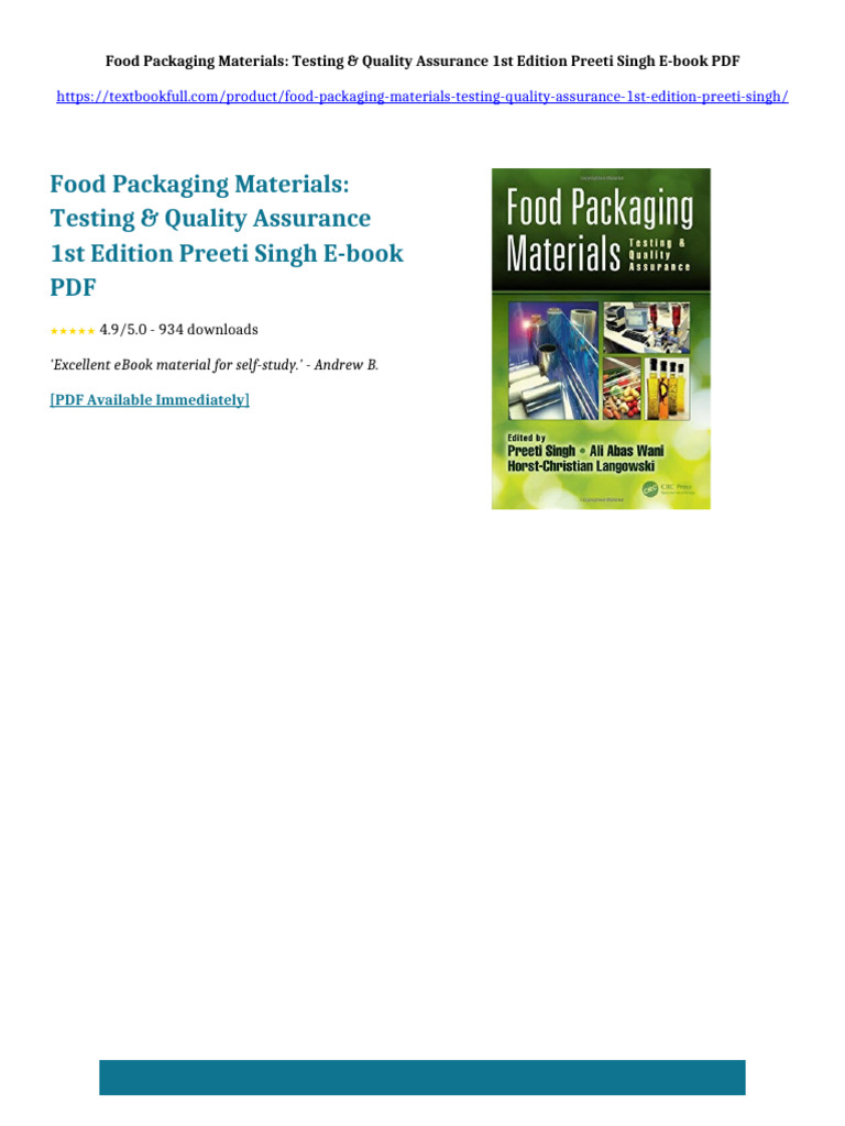 Food Packaging Materials: Testing & Quality Assurance 1st Edition ...