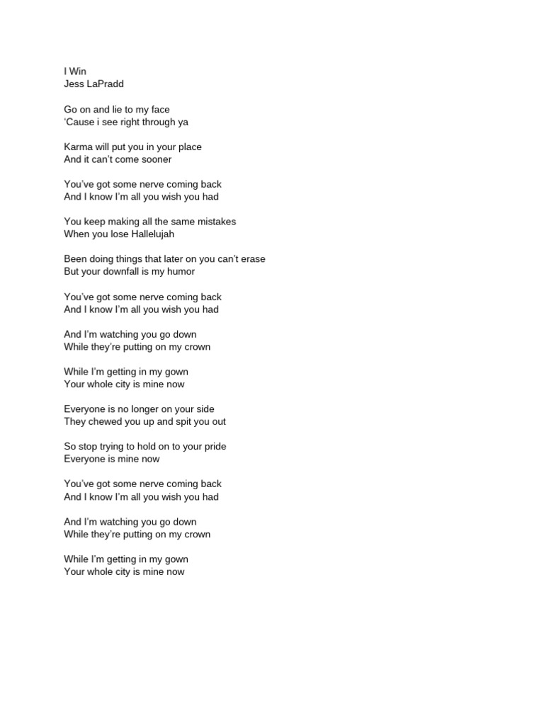 Jess Lyrics | PDF