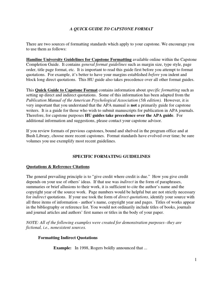 DEGREE Capstoneformat Quickquide | PDF | Citation | Apa Style