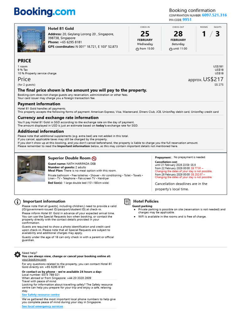 Nath Haripada Deb 02 Pax Family Booking.com_ Confirmation | PDF ...