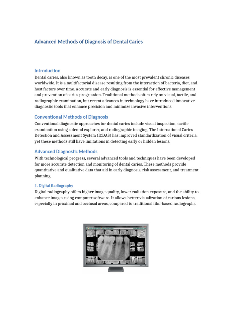 Advanced Methods of Diagnosis of Dental Caries With Image Places | PDF ...