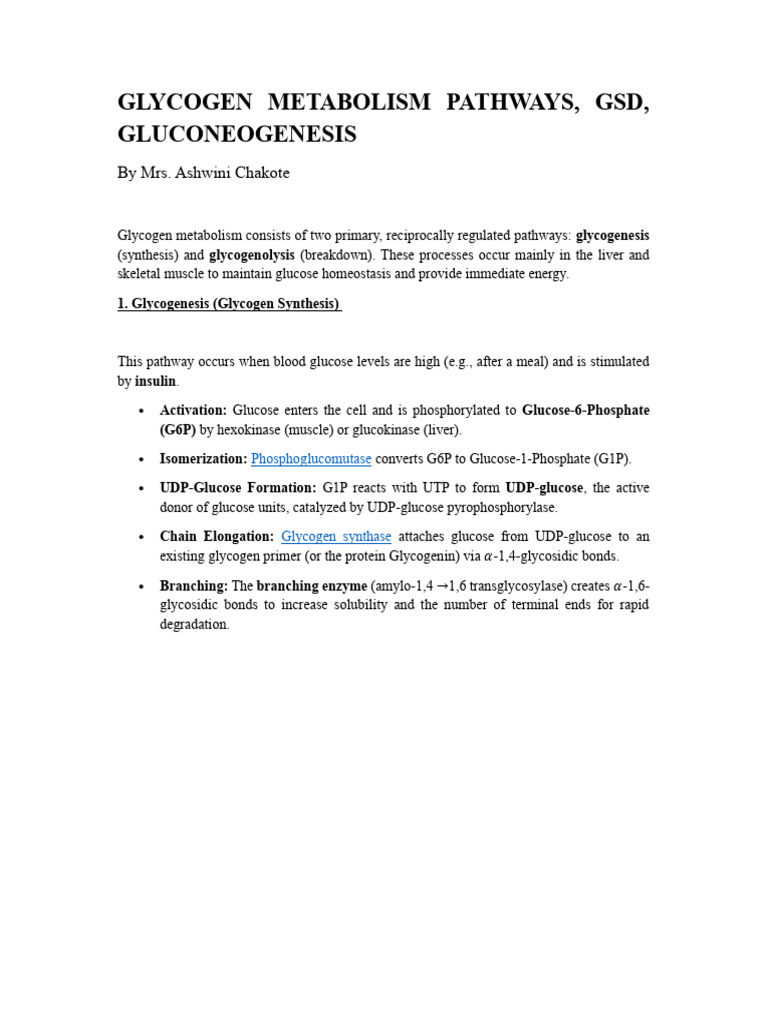 2.1.6 Glycogen Metabolism, GSD and Gluconeogenesis | PDF | Glycogen ...