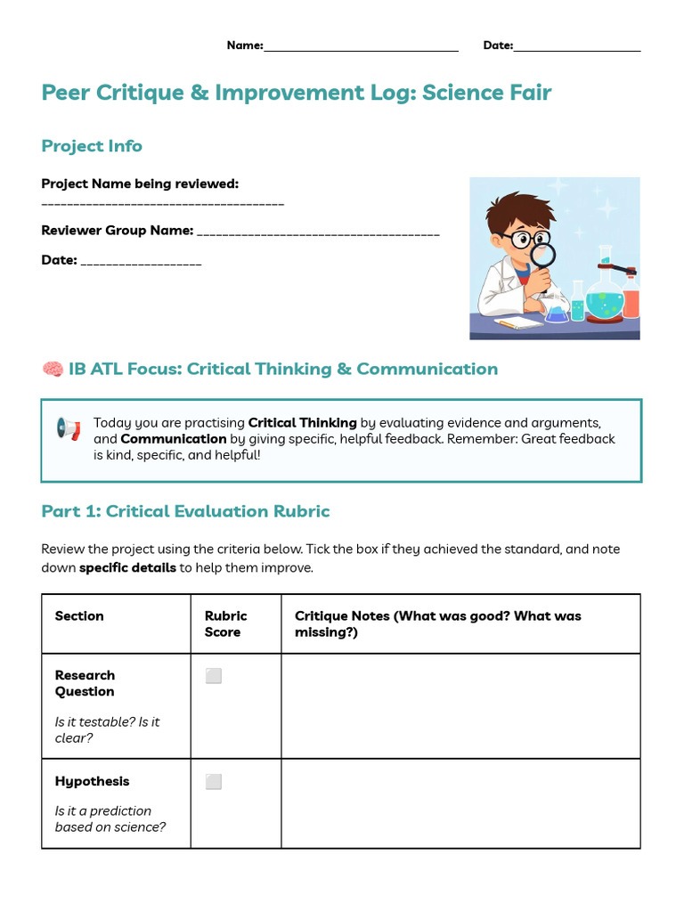 Critical Evaluation of Science Fair | PDF | Science | Critical Thinking
