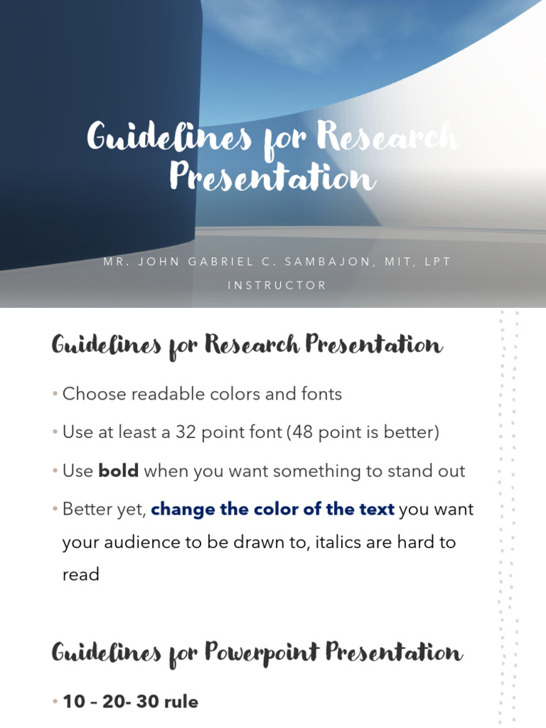 Guidelines For Research Presentation | PDF