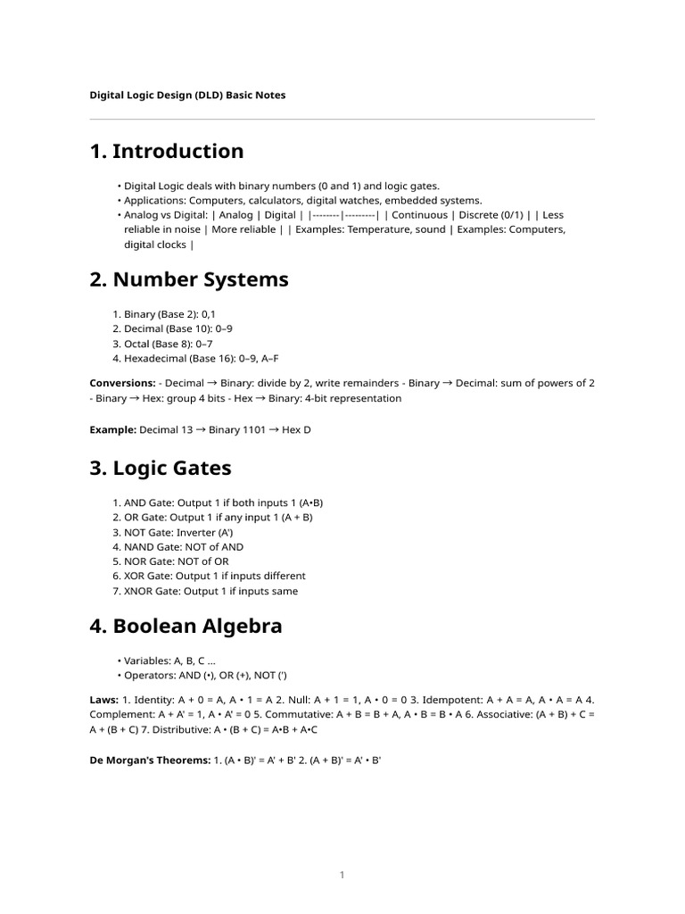 Digital Logic Notes | PDF | Logic Gate | Electrical Circuits