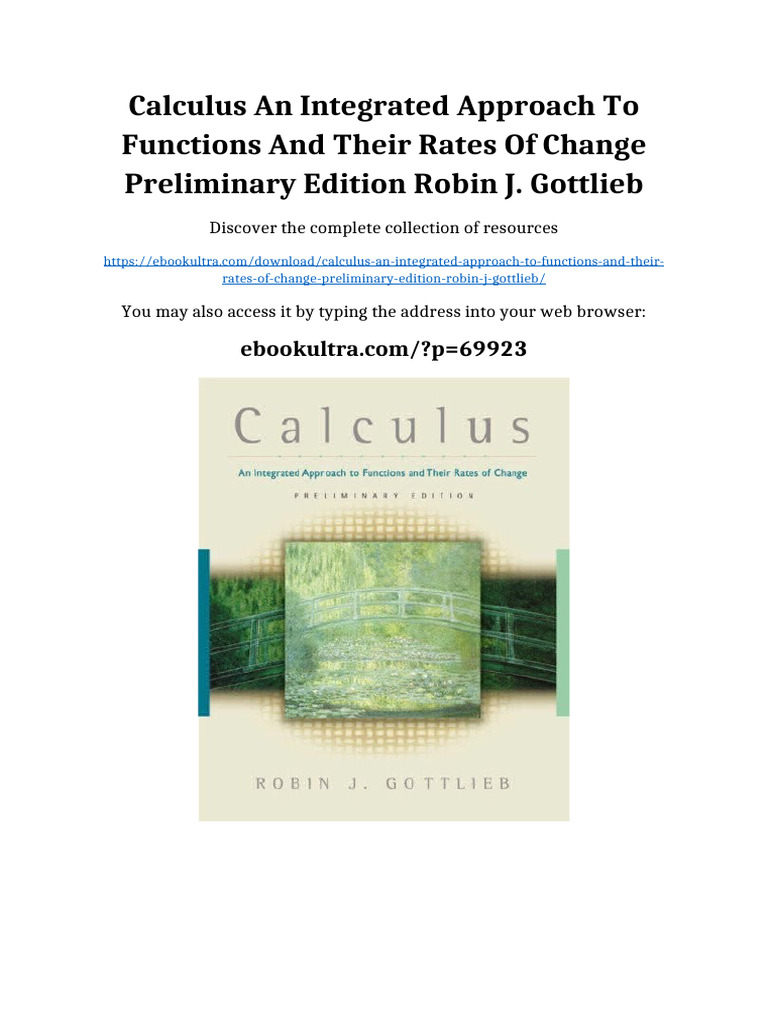 Calculus An Integrated Approach To Functions and Their Rates of Change ...