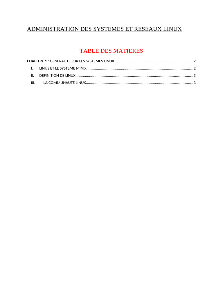 Administration Des Systemes Et Reseaux Linux | PDF | Linux | Unix