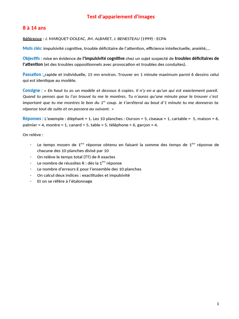 Test D'appariement D'image | PDF