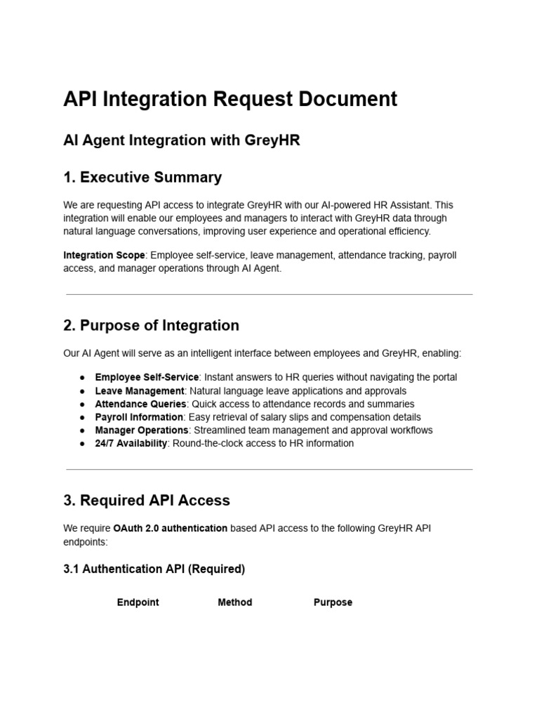 API Integration Request Document | PDF | Information Retrieval | Paycheck