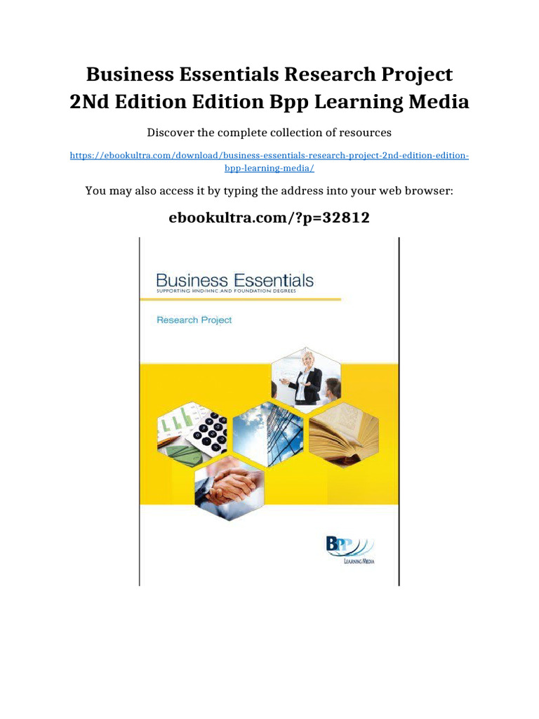 Business Essentials Research Project 2nd Edition Edition BPP Learning ...