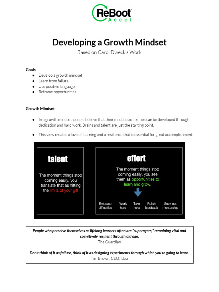 Growth Mindset Overview | PDF | Mindset | Perfectionism (Psychology)